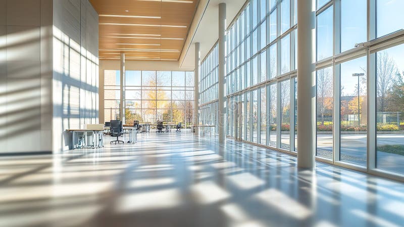 Bright Modern Office Space with Large Windows and Natural Light Stock ...