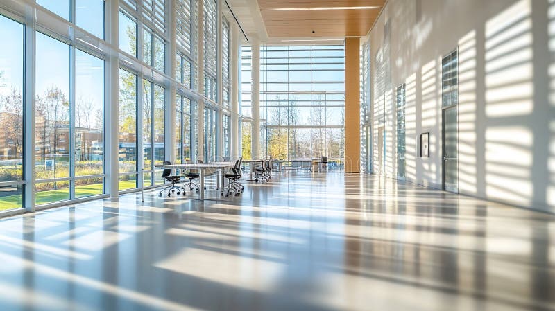 Bright Modern Office Space with Large Windows and Natural Light Stock ...