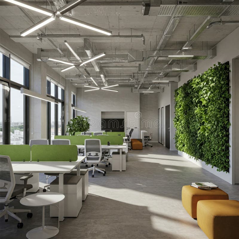 A Bright, Modern Office Space with an Open Floor Plan, Minimalist ...