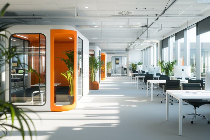 A Bright and Modern Open Office with Communal Workspaces and Private ...