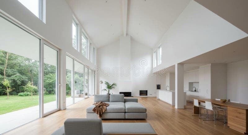 Bright Modern Open Plan Home Interior Design Stock Illustration ...