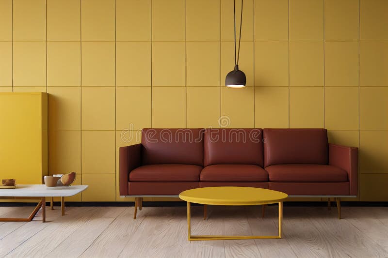 Bright Modern Room with Yellow Interior Background. Generative AI Stock ...