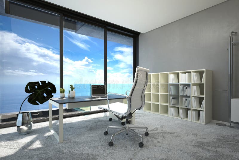 Modern Spacious Office Meeting Room Interior with Furniture and Large ...