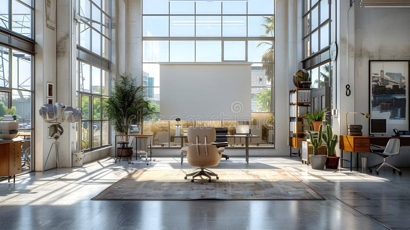 Bright Modern Studio Space with Natural Light Stock Illustration ...