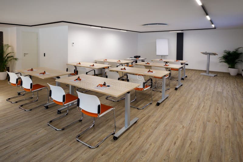 In the Bright Modern Training Room are Chairs and Benches Stock Photo ...
