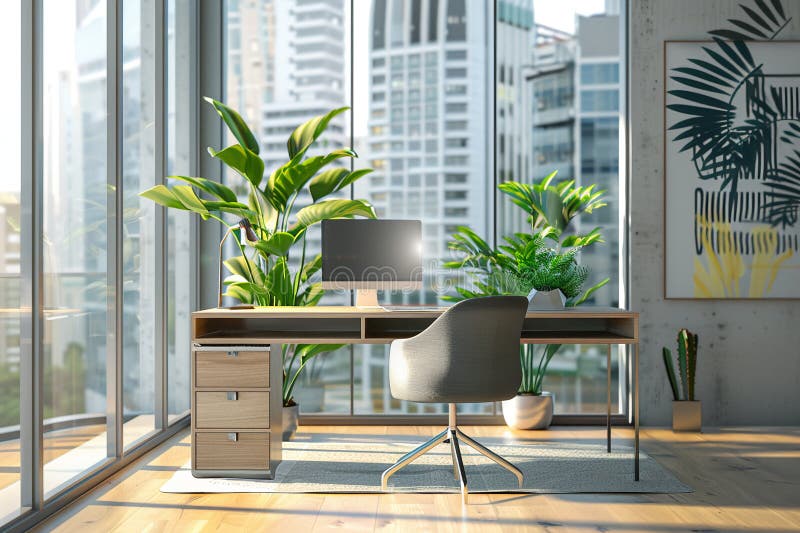 Modern Bright Office Workspace: Clean, Minimalist Design, Productivity ...