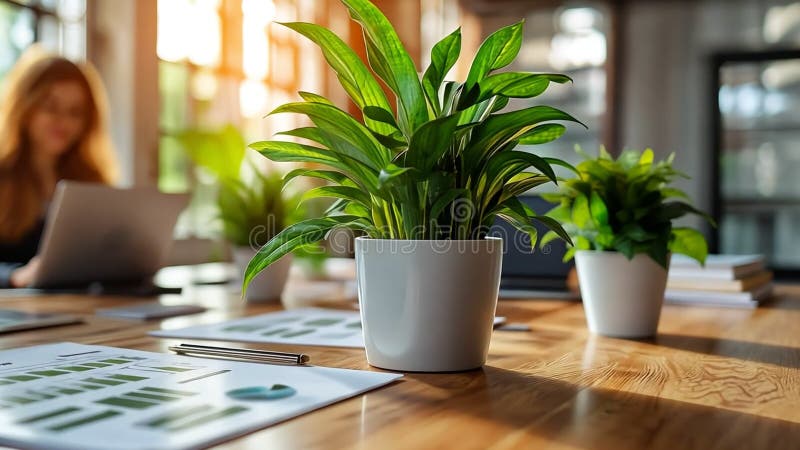 Bright Modern Workspace with Greenery and Plants for Enhanced ...
