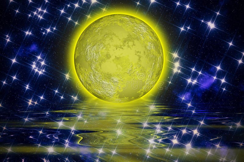 Bright Moon with Colorful Background. Stars and Galaxies Stock ...