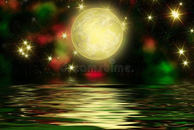 Bright Moon with Colorful Background. Stars and Galaxies Stock ...