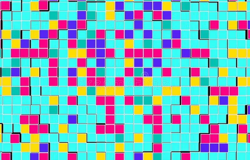 Bright Mosaic of Colorful Squares. 3d Image Stock Illustration ...
