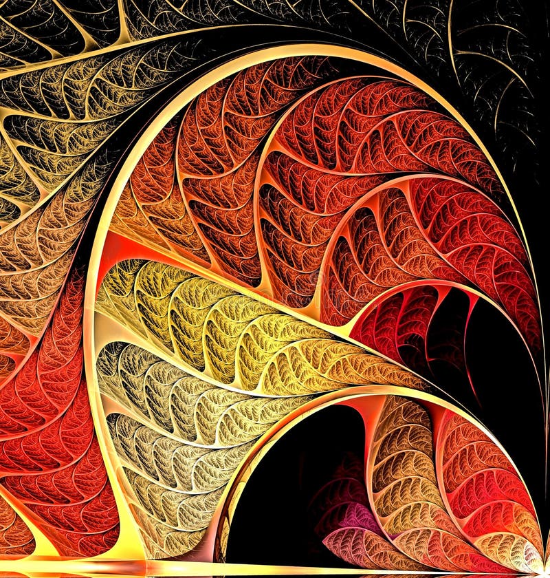 Bright Multi-color Abstract Fractal Background of Circles and Geometric ...