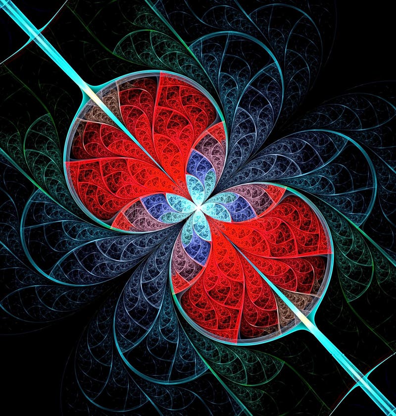 Bright Multi-color Abstract Fractal Background of Circles and Geometric ...