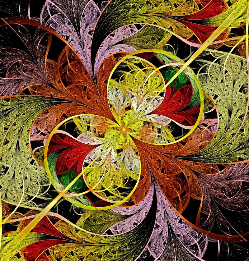 Bright Multi-color Abstract Fractal Background of Circles and Geometric ...