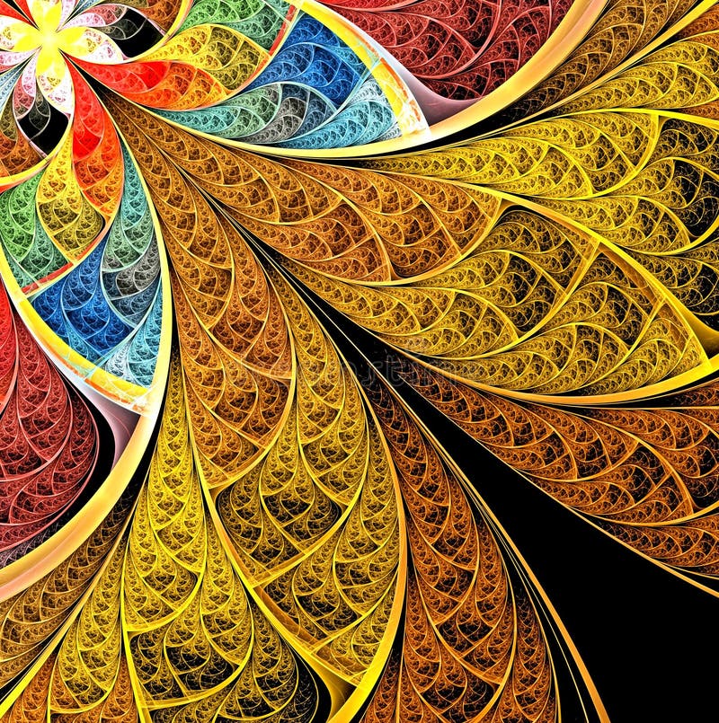Bright Multi-color Abstract Fractal Background of Circles and Geometric ...