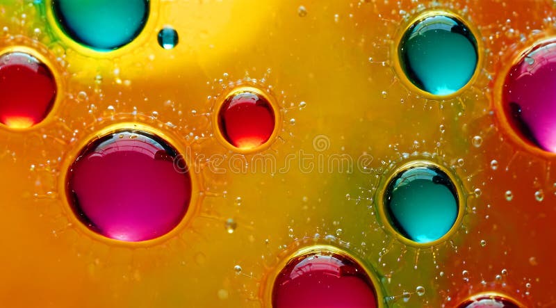 Bright Multi-colored Bubbles and Drops, Abstract Liquid Background ...