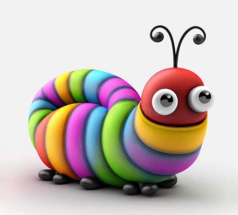 Bright Multi Colored Cheerful Worm . Stock Illustration - Illustration ...