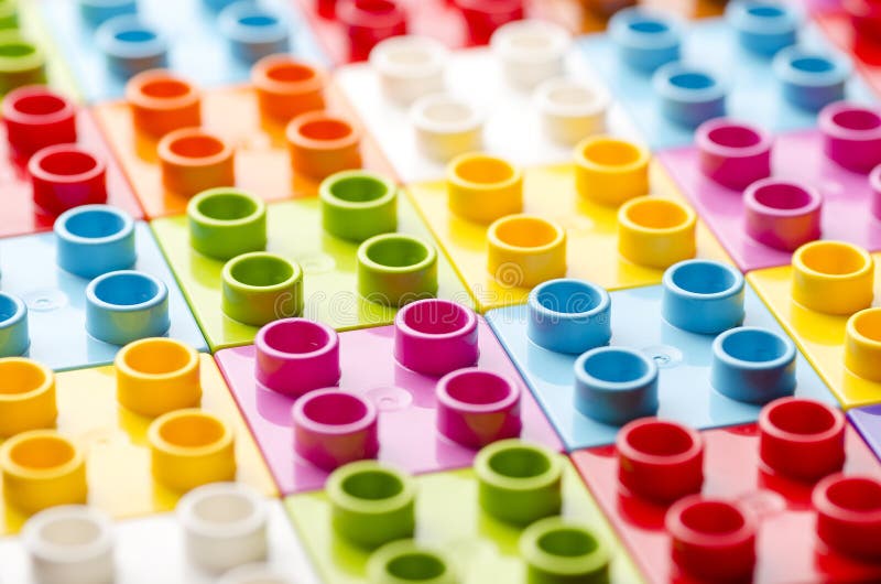 Bright Multi-colored Children`s Plastic Blocks Stock Image - Image of ...