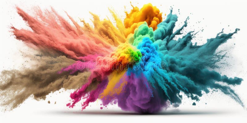 Bright Multi-colored Colors of Holi on a White Background. Generative ...