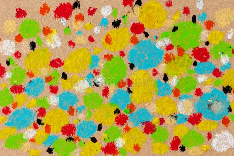 Multi-colored Dots with Pastel Crayons on Craft Paper Stock Image ...