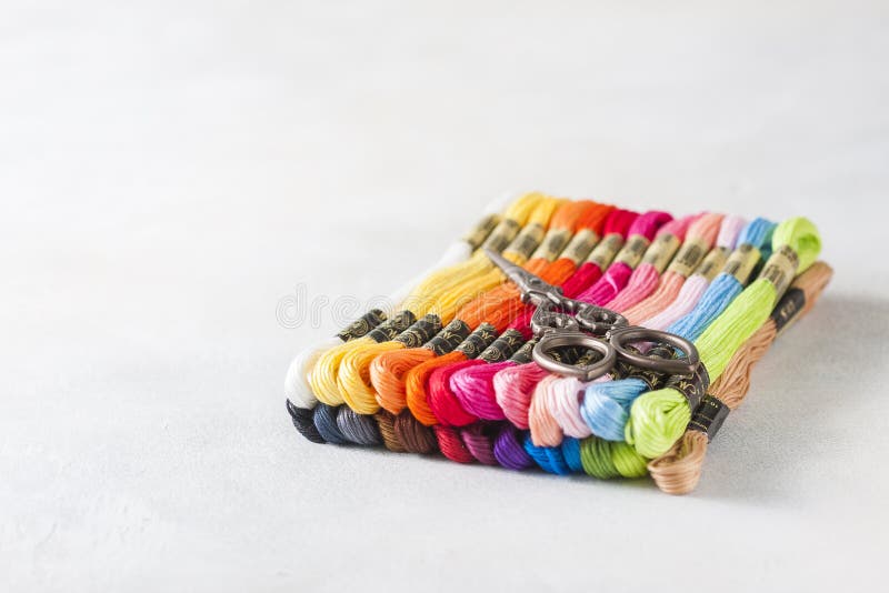 Bright Multi Colored Embroidery Thread Yarns. Handmade Embroidery ...
