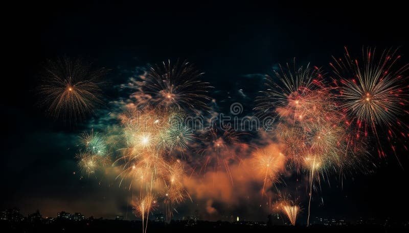 Bright, Multi Colored Fireworks Exploding in Vibrant Celebration of ...