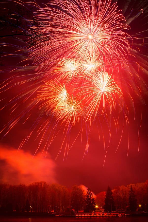 Bright Multi-colored Fireworks Lights Stock Photo - Image of salute ...