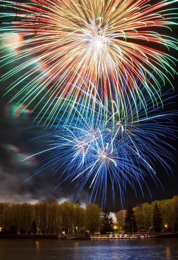 Bright Multi-colored Fireworks Lights Stock Photo - Image of ...