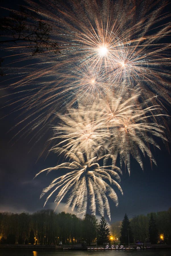 Bright Multi-colored Fireworks Lights Stock Image - Image of evening ...