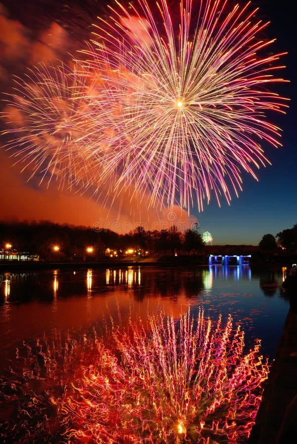 Bright Multi-colored Fireworks Lights Stock Image - Image of holiday ...