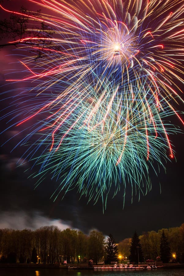 Bright Multi-colored Fireworks Lights Stock Photo - Image of ...