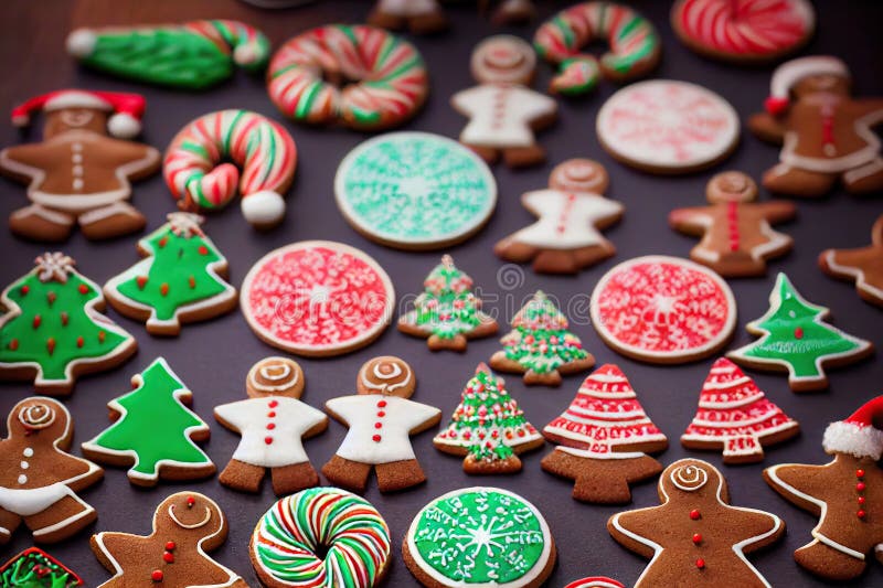 Bright Multi-colored Gingerbread Cookies in Form of Figures and Stars ...