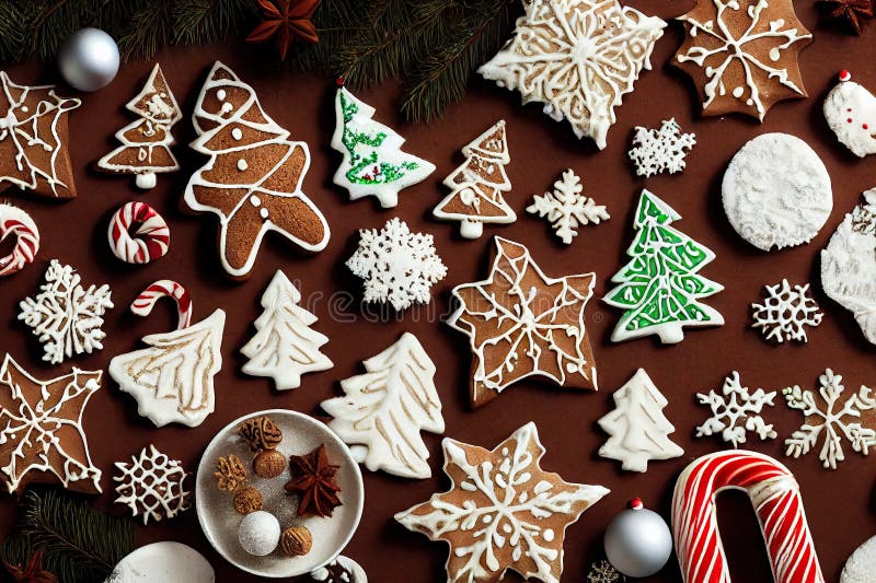 Bright Multi-colored Gingerbread Cookies in Form of Figures and Stars ...