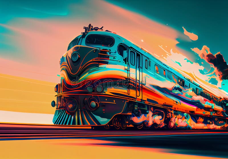 Bright Multi-colored High-speed Train. Stock Illustration ...