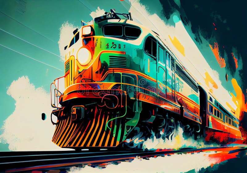 Bright Multi-colored High-speed Train. Stock Illustration ...