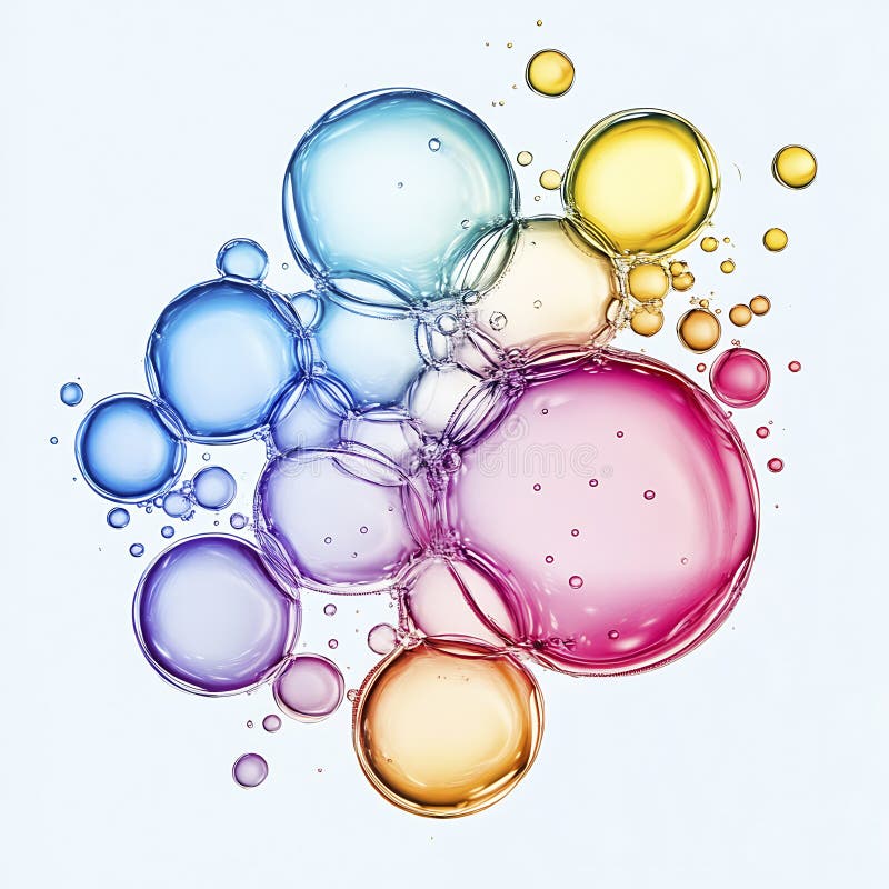 Bright Multi-Colored Liquid Bubbles Isolated on Dark Canvas Stock Photo ...
