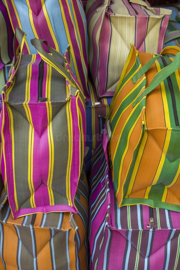 Bright Multi-colored Luggage Bags. Vertical Lines Stock Photo - Image ...