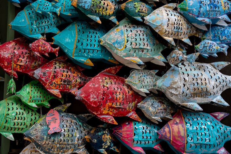 Bright Multi-colored Metal Fish. Pattern of Drawn Fish Stock Image ...