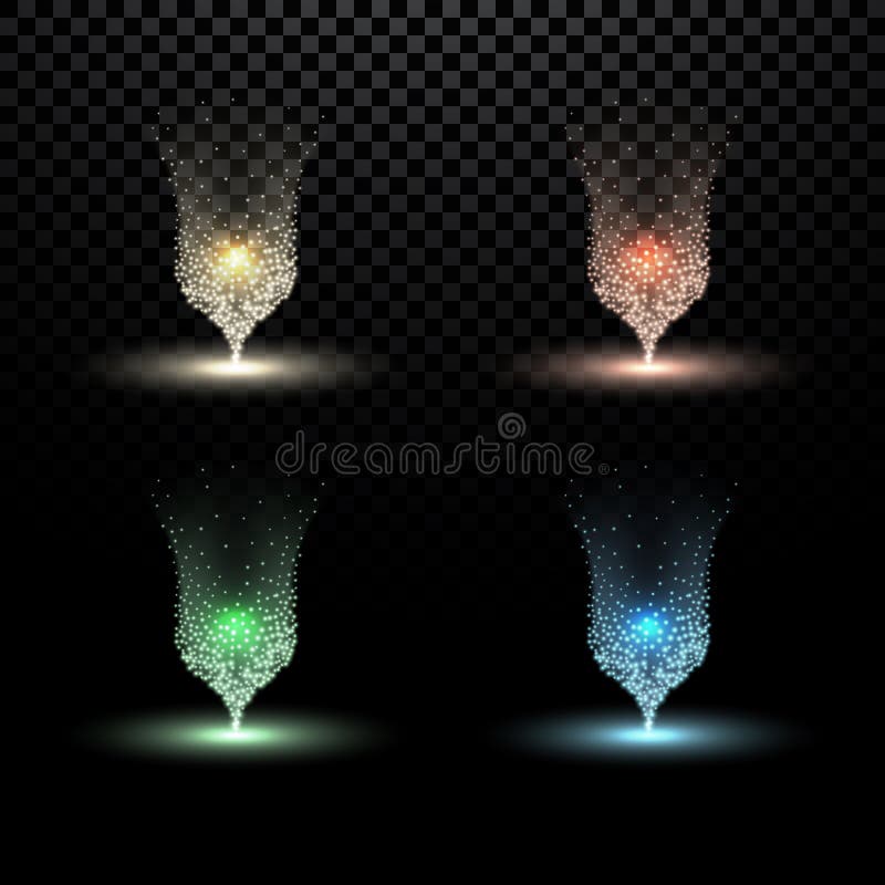 Bright Multi-colored Sparkling Rays of Light, Magic Flashes or Comets ...