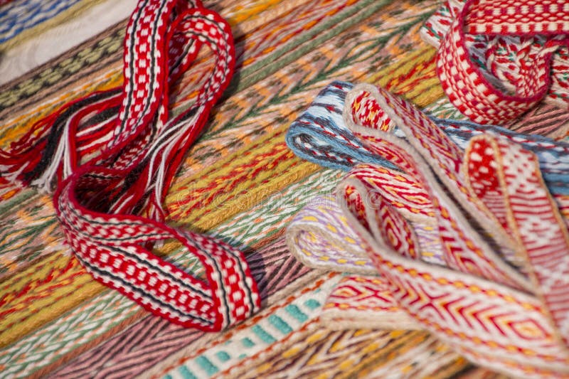 Bright Multi-colored Tapes. Ethnic Slavic Belt for Clothes. Stock Image ...
