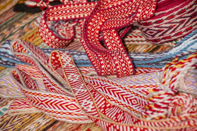 Bright Multi-colored Tapes. Ethnic Slavic Belt for Clothes. Stock Image ...