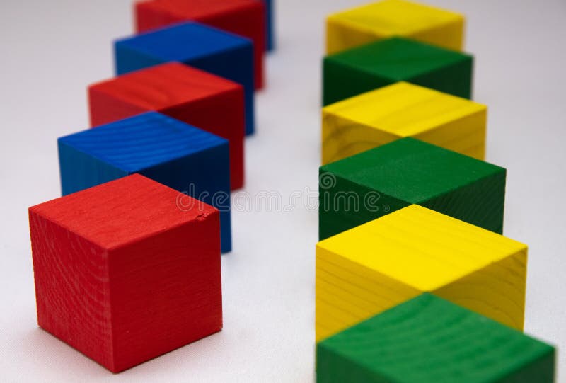 Bright, Colored Cubes Made of Wood. Stock Image - Image of geometric ...