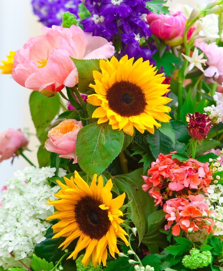 Multicolor Bouquet Made of Different Flowers Stock Image - Image of ...