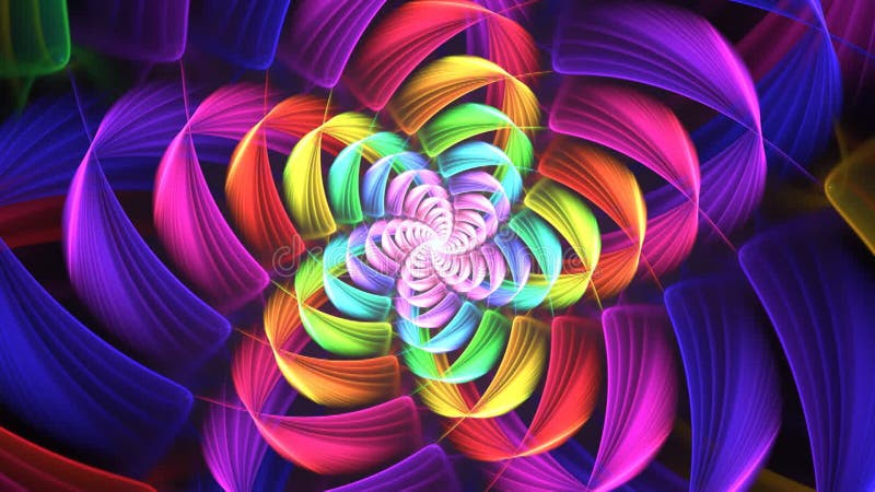 Fluorescent Abstract Pattern Moving Around Centre on Black. Stock Video ...