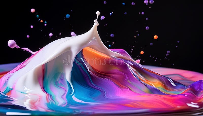 Bright Multicolor Milk Wave on Black Background Stock Illustration ...