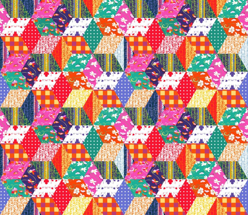 Bright Multicolor Patchwork Pattern. Seamless Vector Illustration Stock ...
