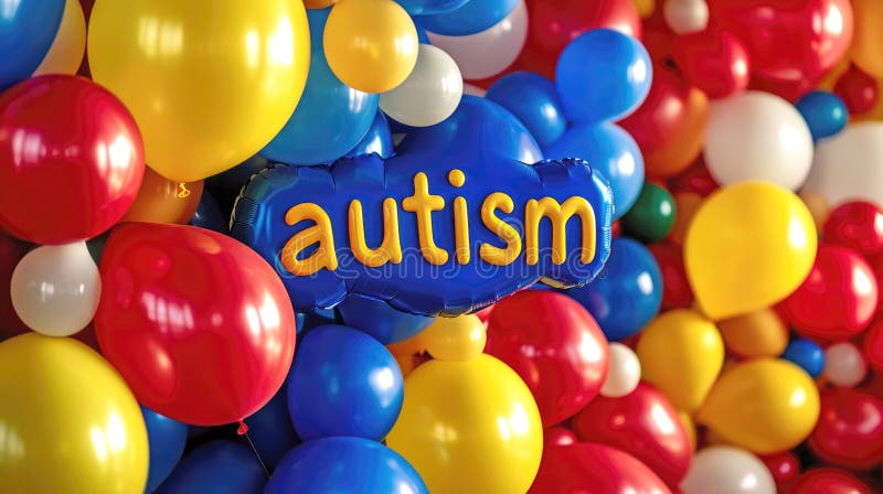 Bright Multicolored Balloons with the Letters Autism. Stock ...