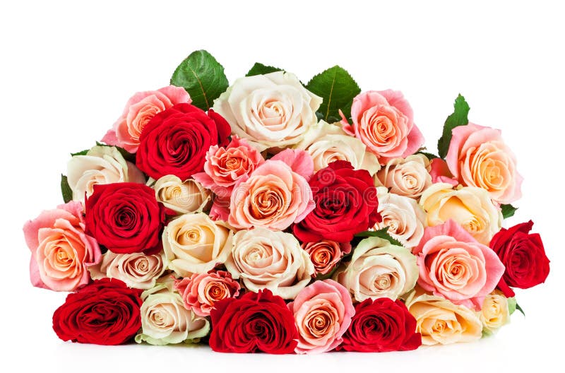 Bright Multicolored Bouquet of Roses. Natural Flowers Stock Image ...