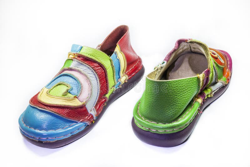 Bright Multicolored Leather Shoes Stock Image - Image of isolated ...