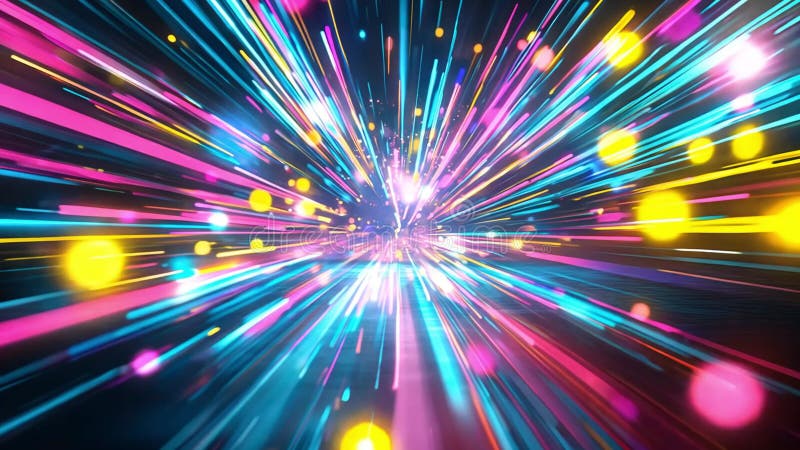 Bright Multicolored Light Streaks Radiating from a Central Glowing ...