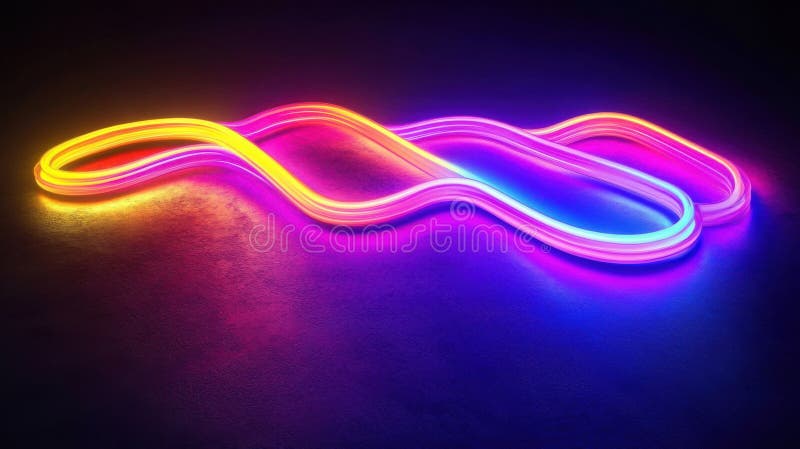 Vibrant Neon Light Curves. AI Generated Stock Illustration ...